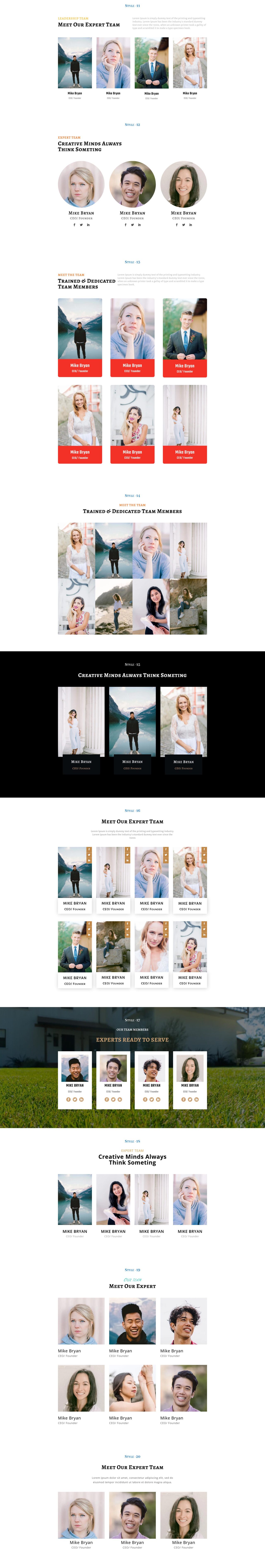 Preview of Team Section Designs | Find Popular Divi Layouts ,Sections