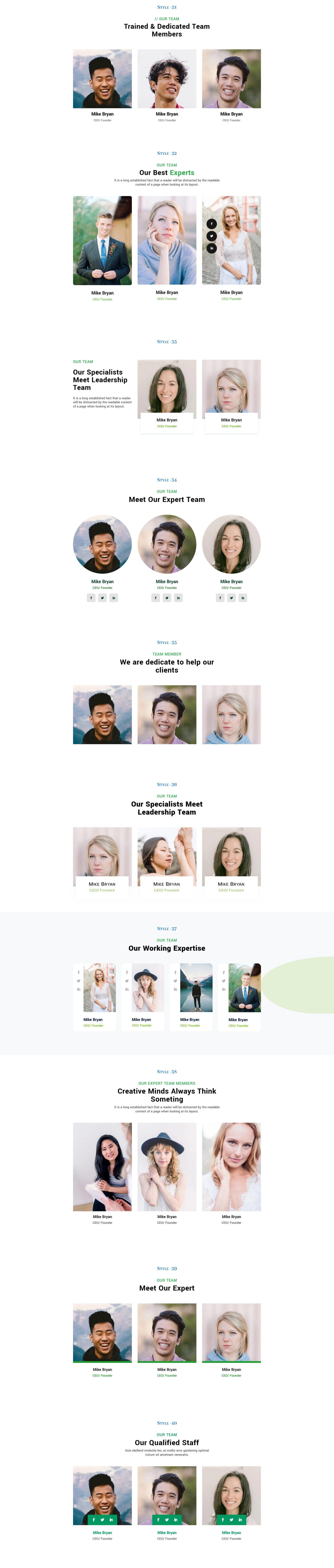 Preview of Team Section Designs | Find Popular Divi Layouts ,Sections