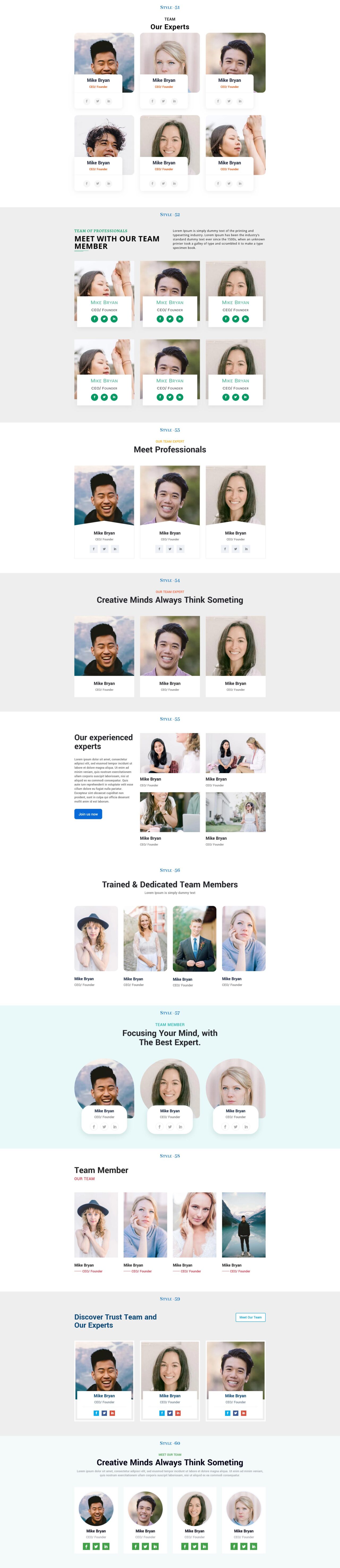 Preview of Team Section Designs | Find Popular Divi Layouts ,Sections