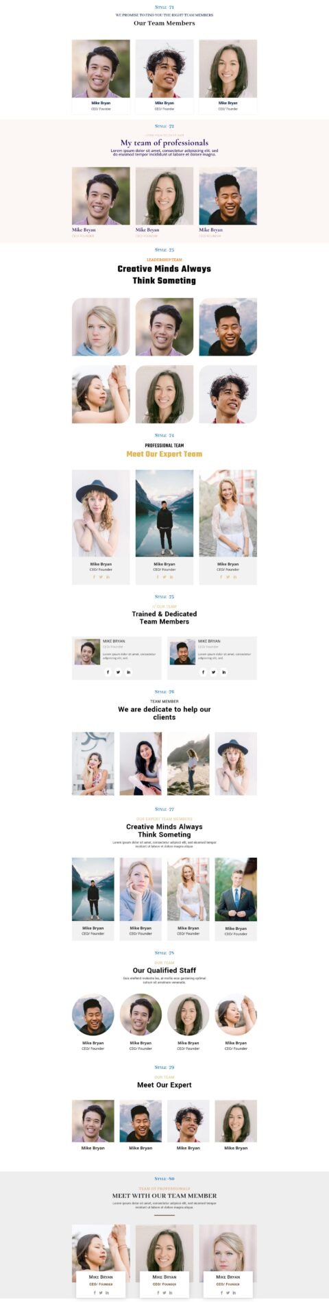 Preview of Team Section Designs | Find Popular Divi Layouts ,Sections