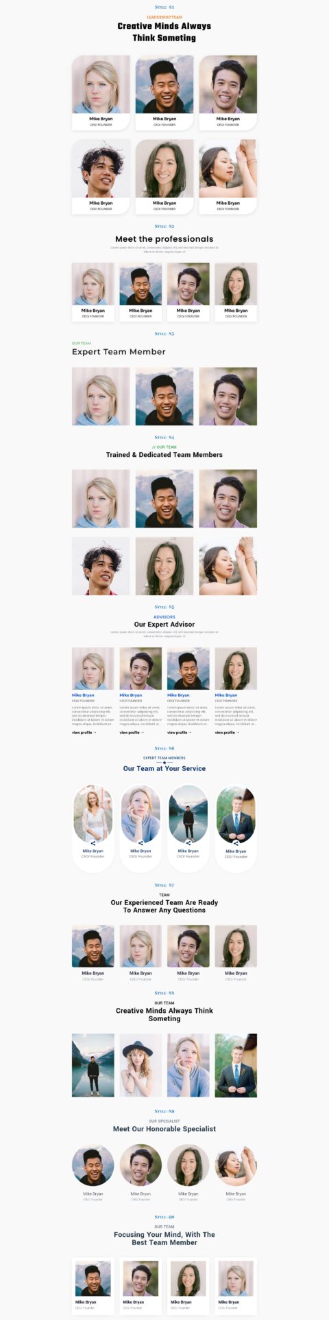 Preview of Team Section Designs | Find Popular Divi Layouts ,Sections